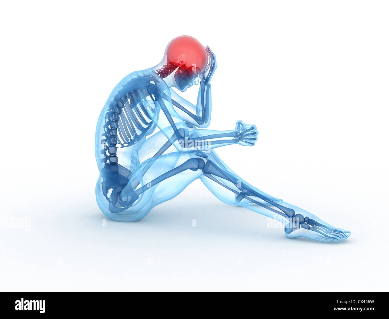 3d rendered medical illustration of a sitting male - headache Stock ...