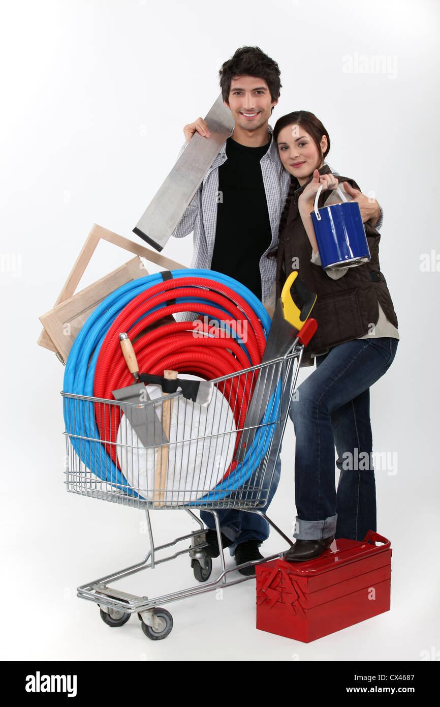 Couple tool shopping Stock Photo - Alamy