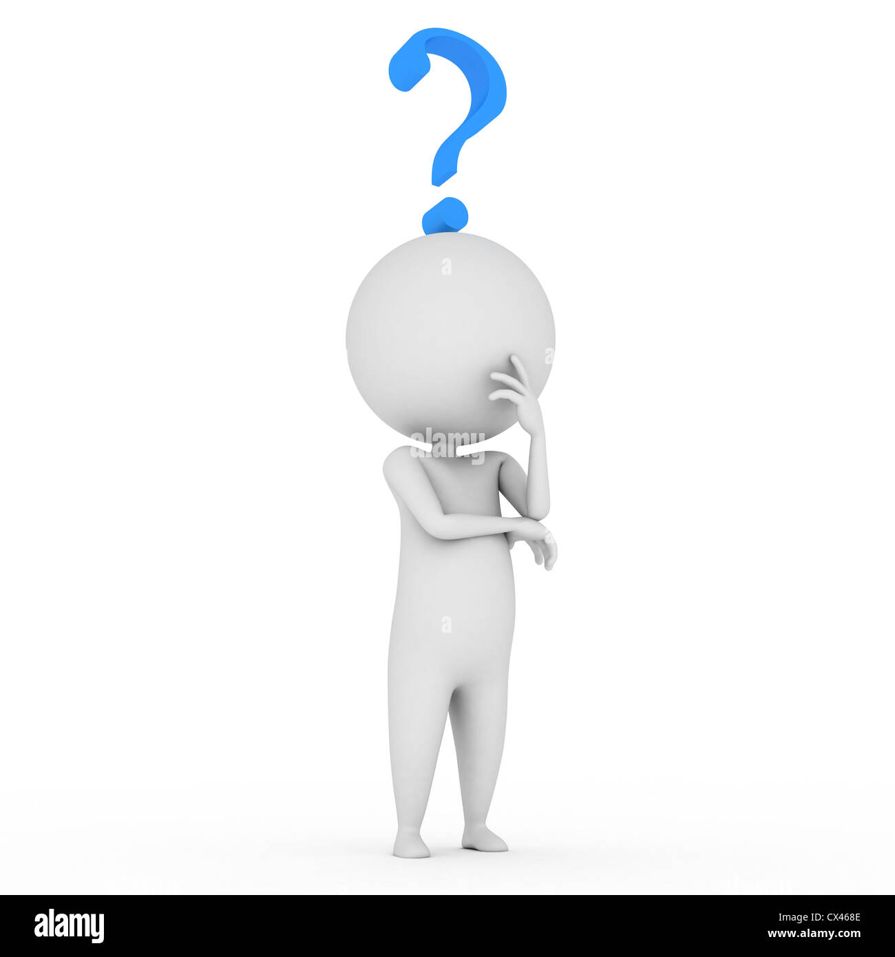 3d rendered illustration of a little guy and a question mark Stock ...