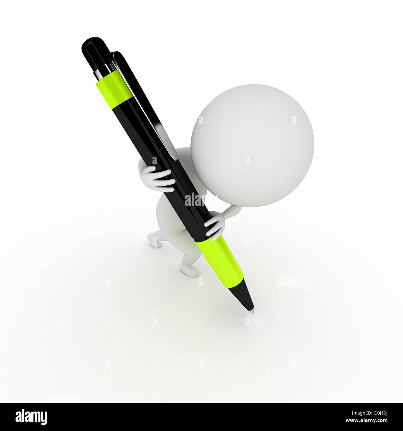 3d rendered illustration of a guy writing with a pen Stock Photo - Alamy