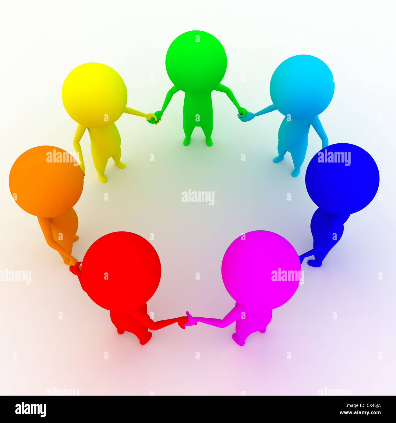 3d rendered illustration of a circle of little guys Stock Photo - Alamy