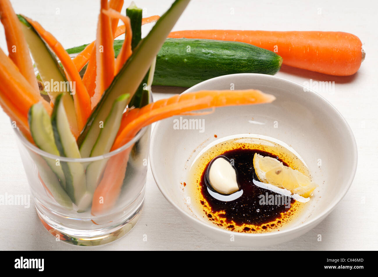 fresh raw carrot and cucumber with pinzimonio sauce italian snack ...