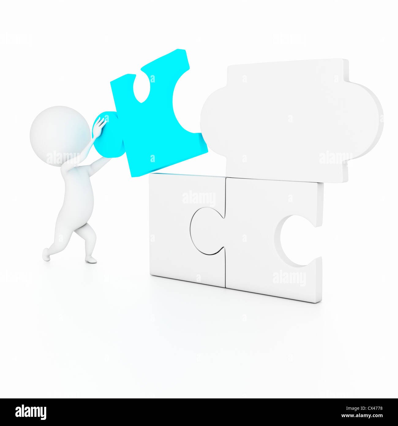 3d rendered illustration of a little white guy - big puzzle Stock Photo ...