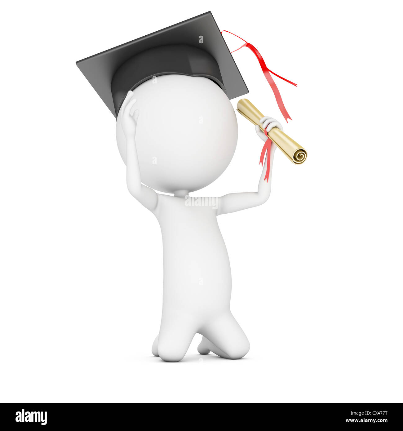 3d rendered illustration of a little white guy - just graduated Stock ...
