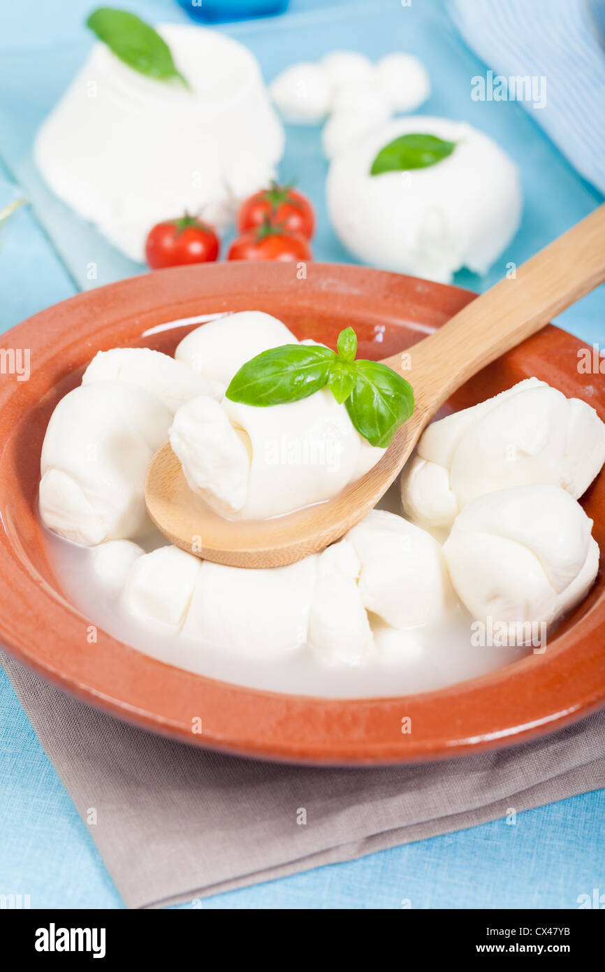 Fresh italian dairy products in earthenware pot Stock Photo - Alamy