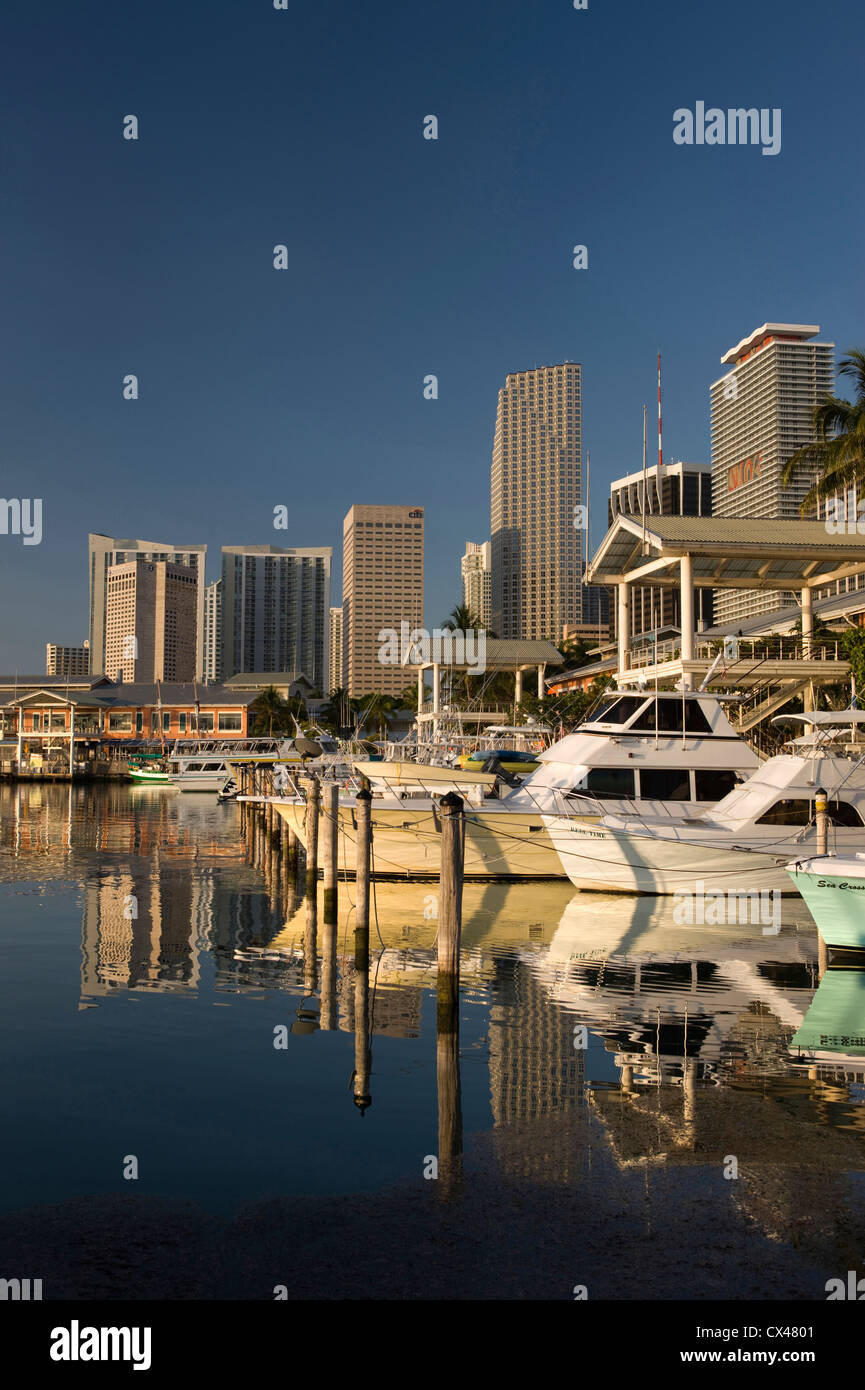 BAYSIDE MARKETPLACE MARINA DOWNTOWN SKYLINE MIAMI FLORIDA USA Stock ...