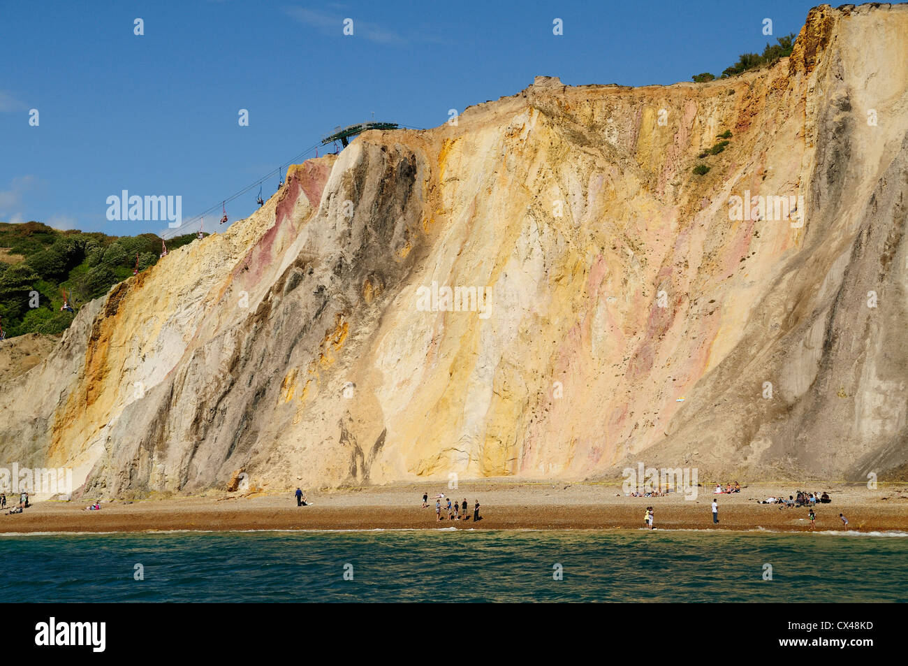 The multi colored sand cliffs of alum bay hi-res stock photography and ...