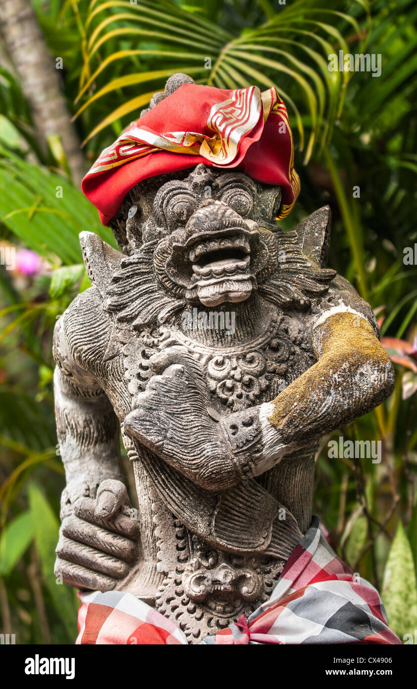 A traditional Balinese, Hindu, stone, demon, statue, protecting the ...