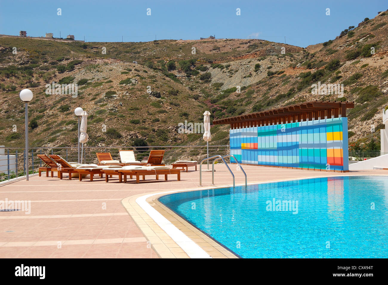 Swimming pool at the luxury villa Crete, Greece Stock Photo - Alamy