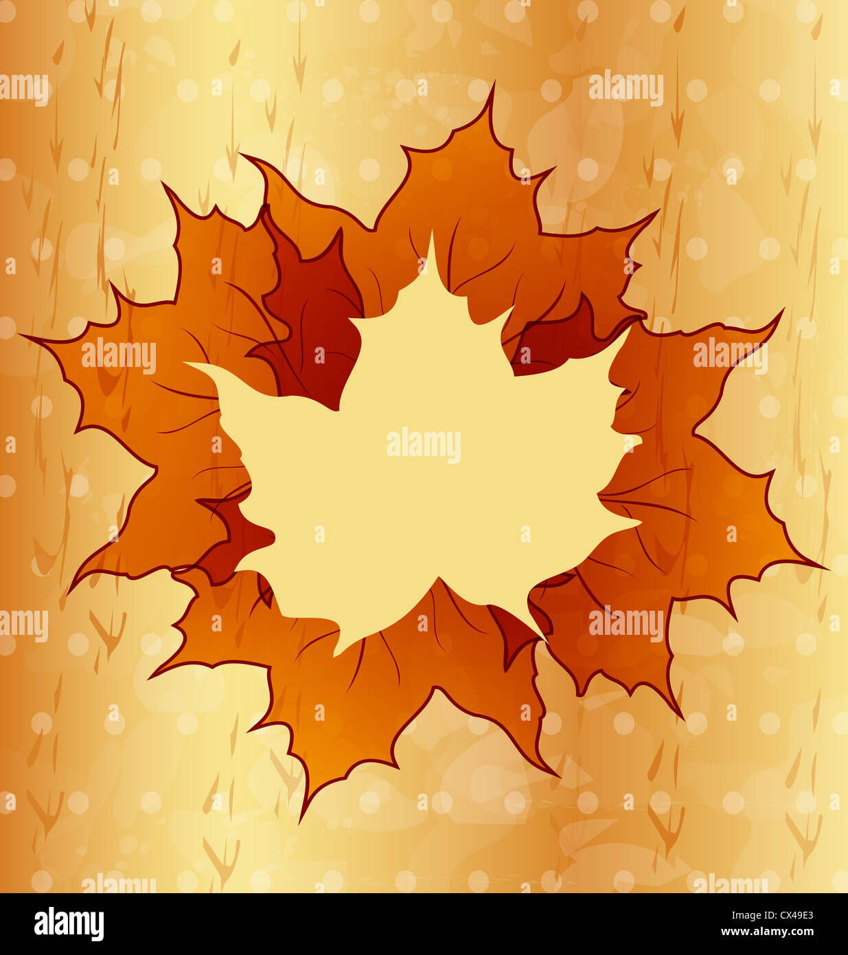 Illustration autumnal maple leaves, crumpled paper texture, copy space ...