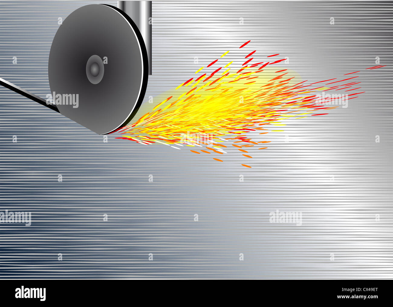 grinding wheel cuts the metal surface Stock Photo - Alamy