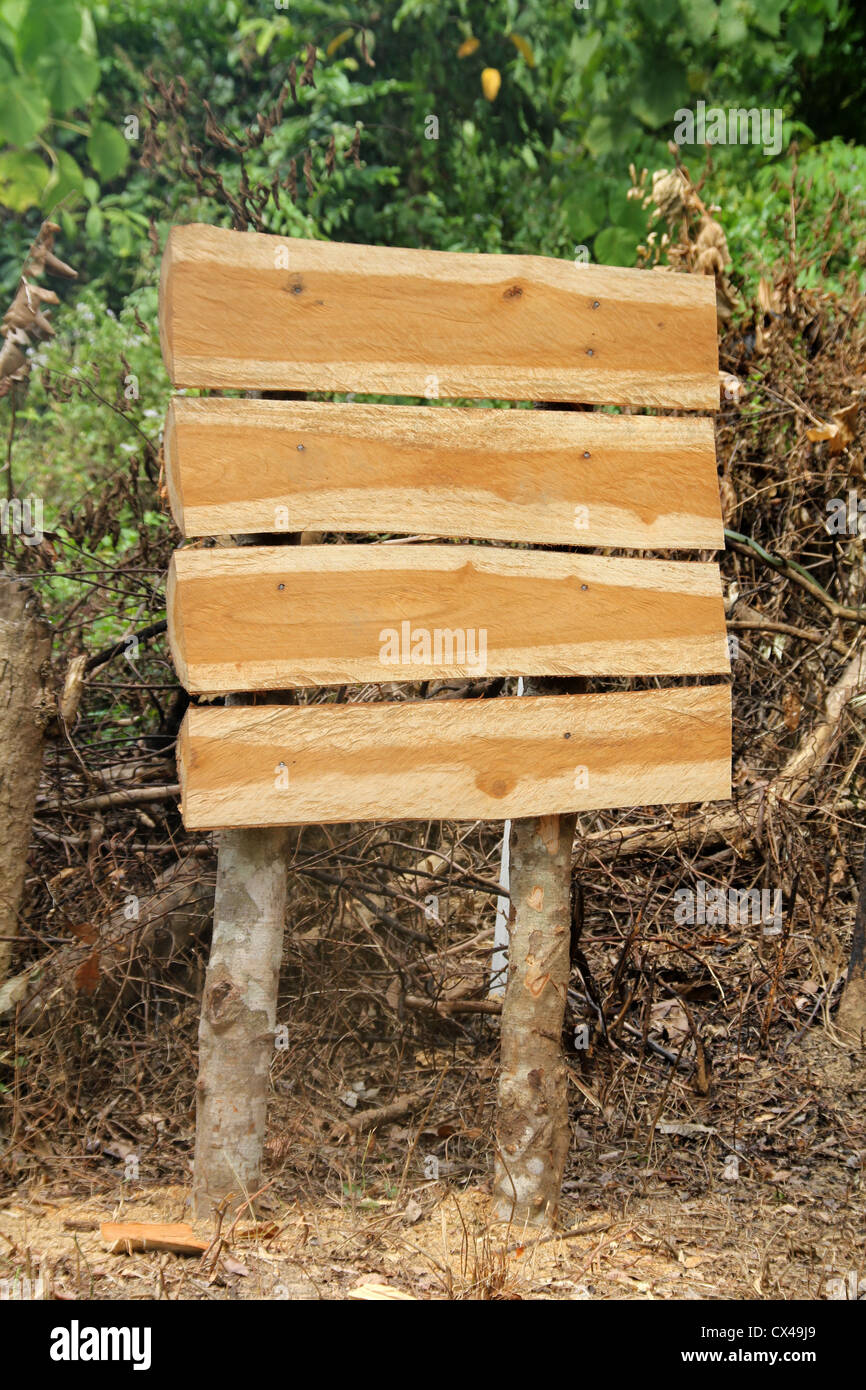 Wooden sign table Stock Photo - Alamy