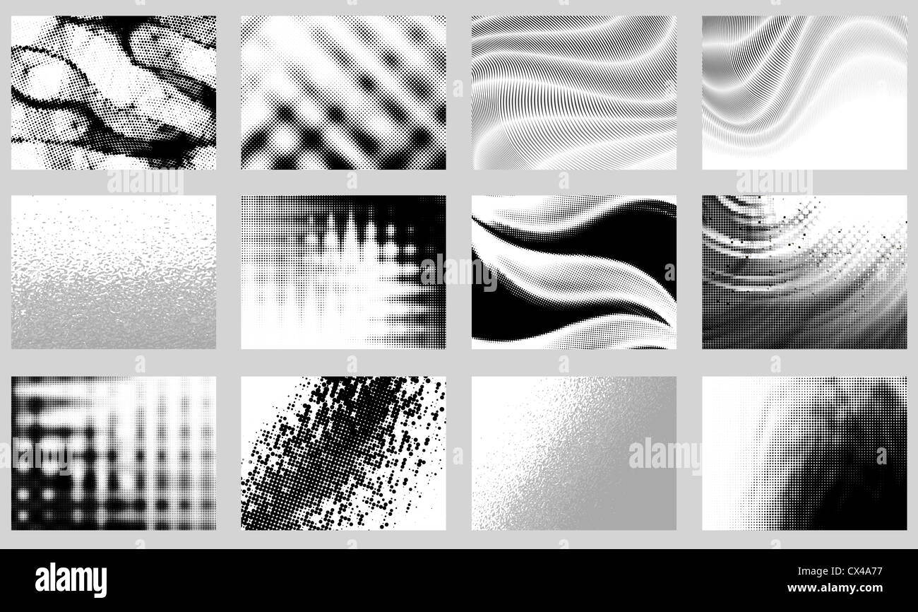 vector set of 12 stylized monochrome backgrounds Stock Photo - Alamy