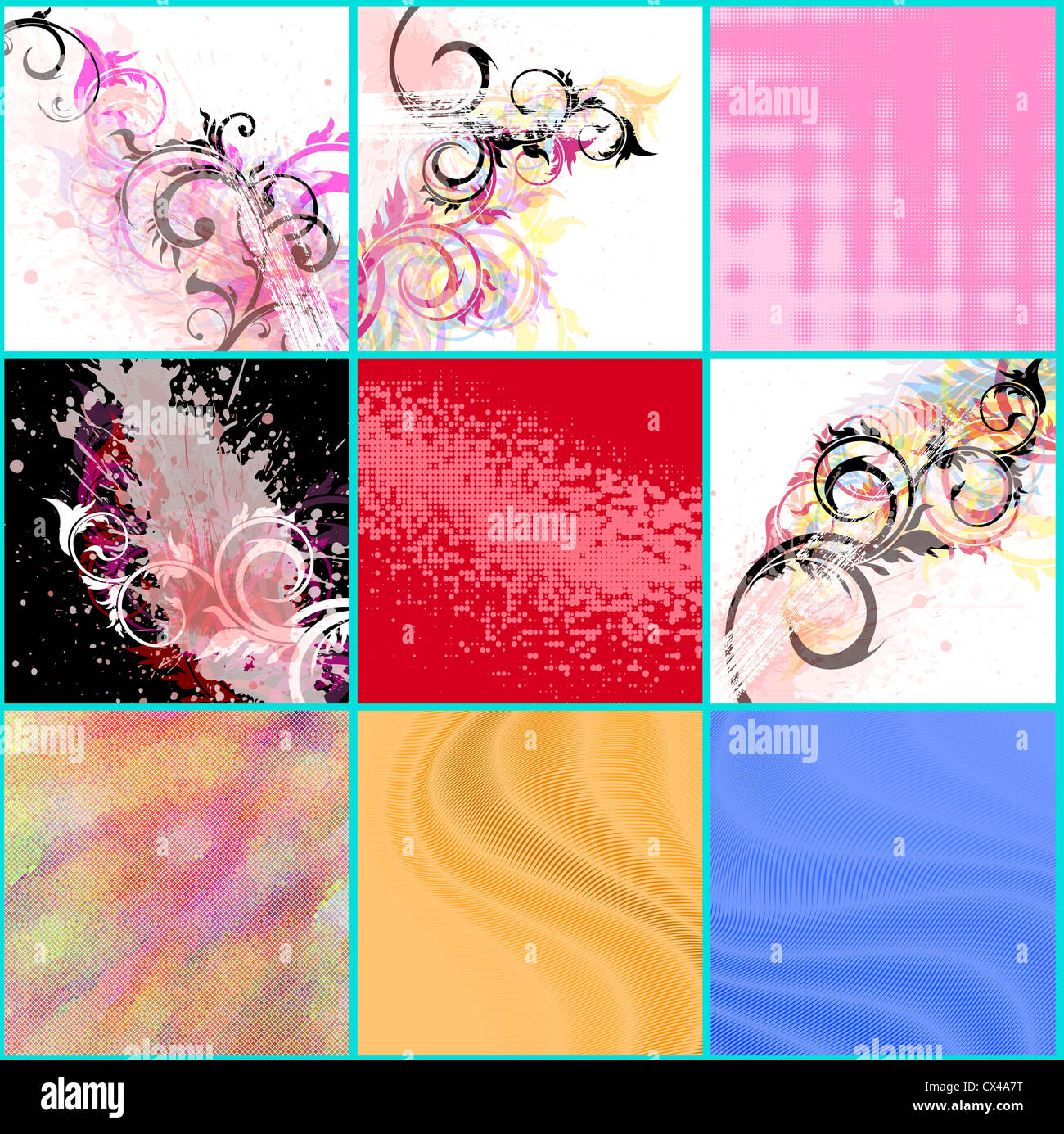 vector set of 9 stylized backgrounds EPS10 Stock Photo - Alamy