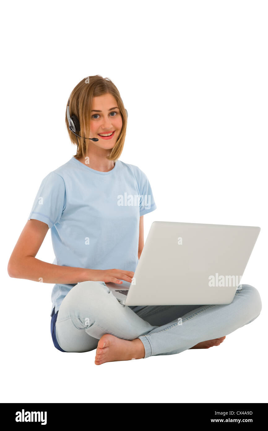 Headset microphone teen Cut Out Stock Images & Pictures - Alamy