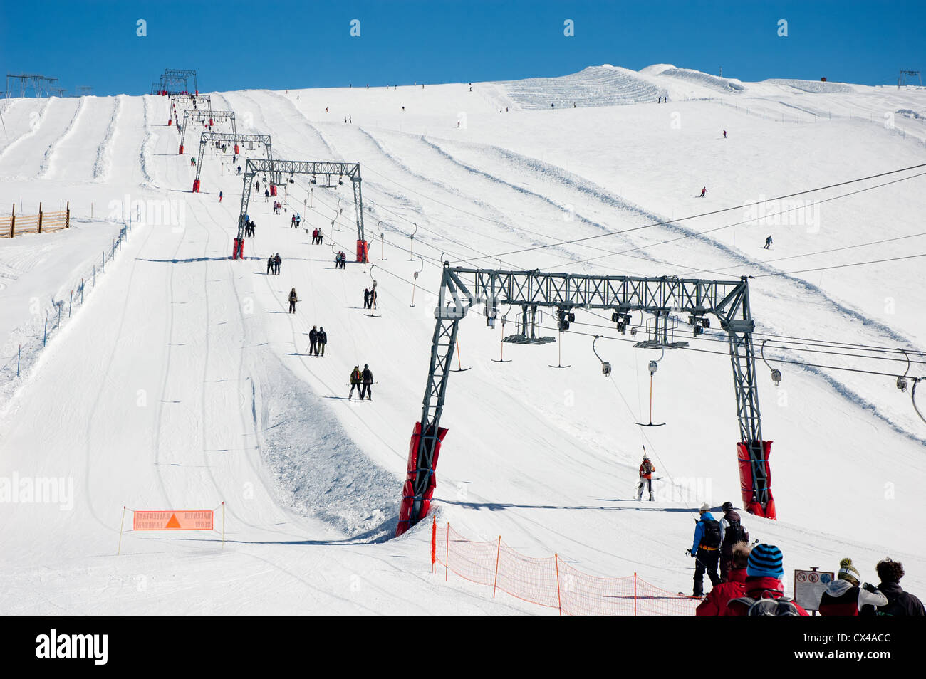 Ski lift and slopes Stock Photo - Alamy