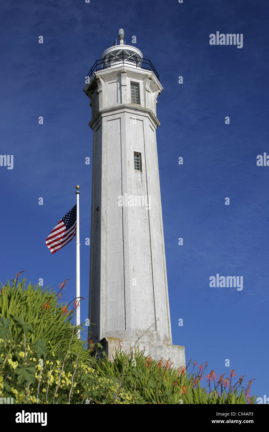 The Alcatraz Island lighthouse, San Francisco Bay, California, USA ...