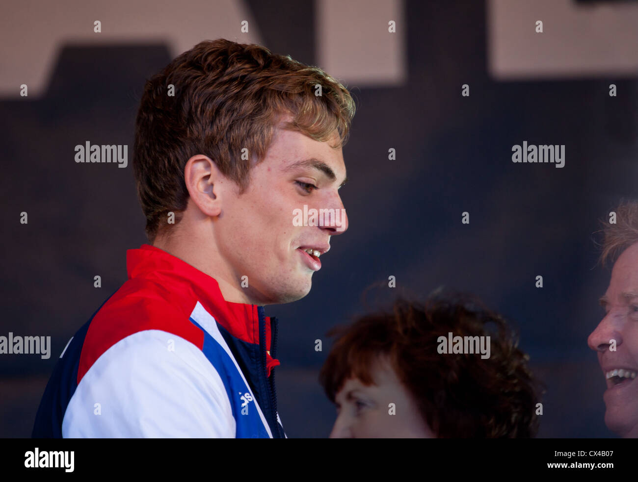 Craig Benson, Scottish Olympian Swimmer, being congratulated by Lord ...