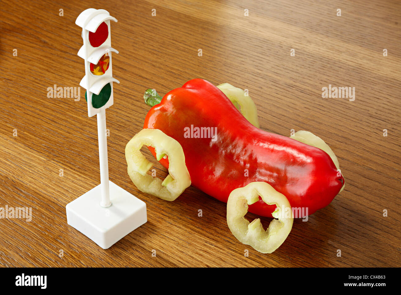 Health concept. Traffic light and car from pepper Stock Photo - Alamy