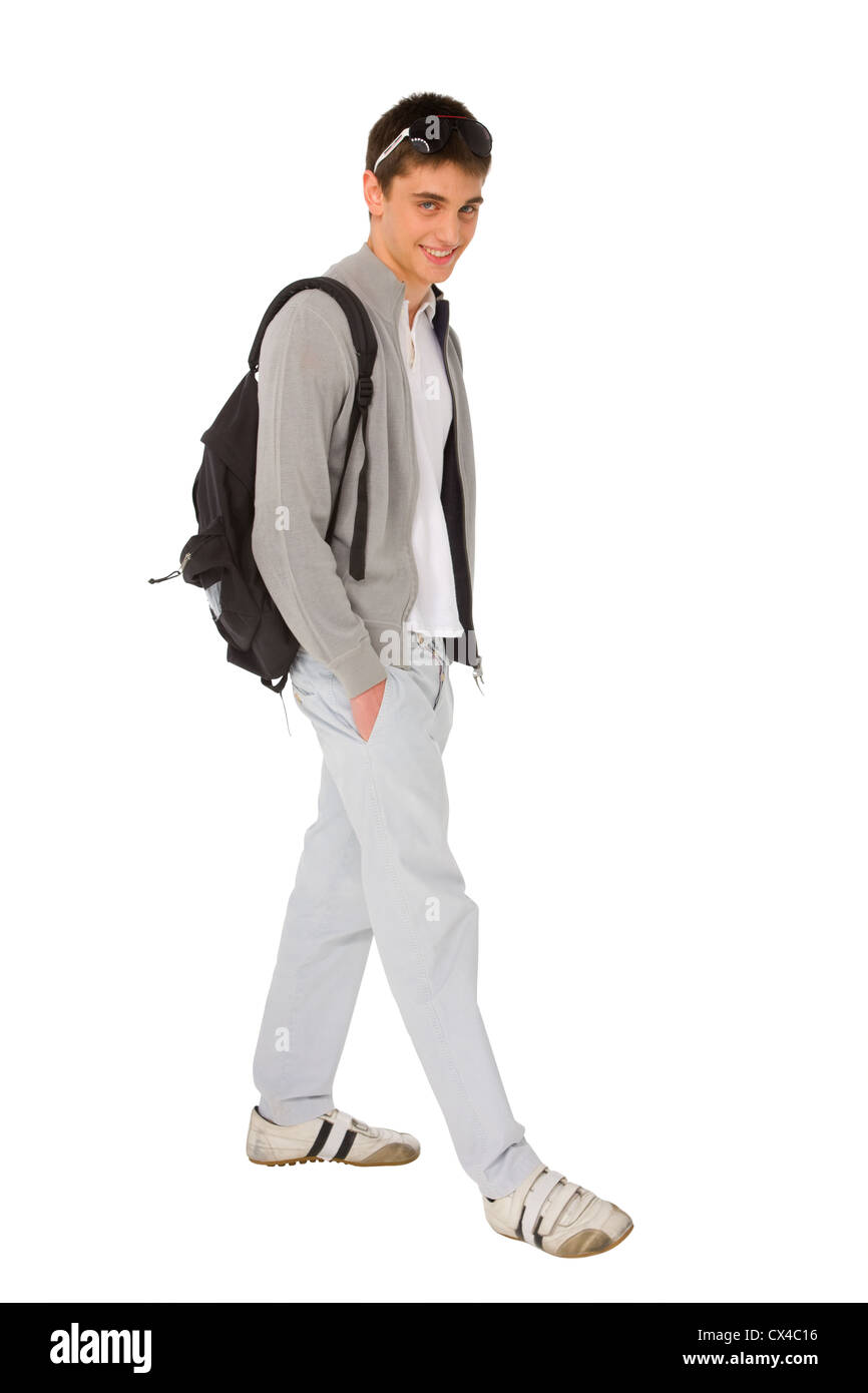 Boy smile backpack Cut Out Stock Images & Pictures - Alamy