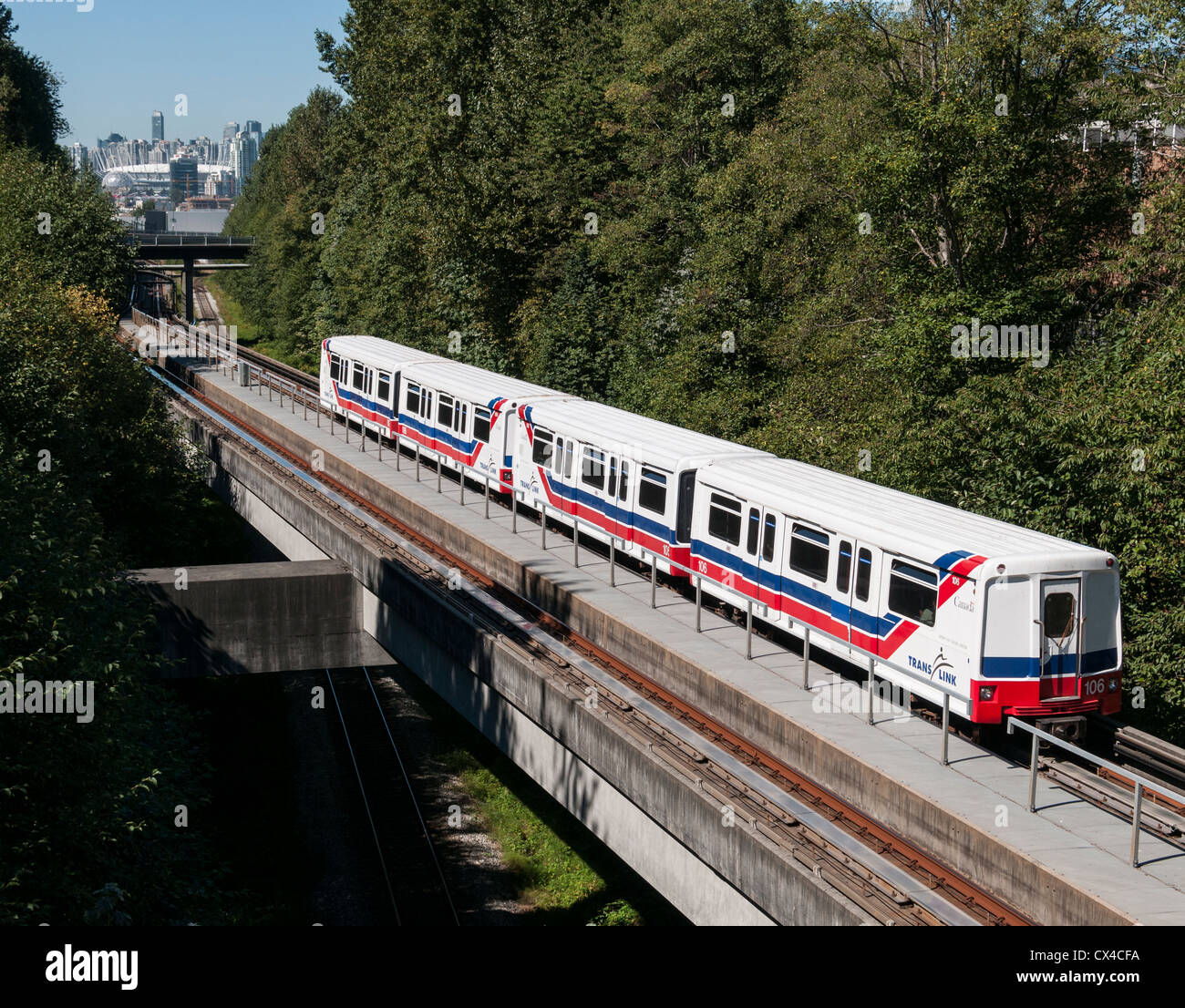 SkyTrain fully automated rapid transit train cars on the Millennium ...