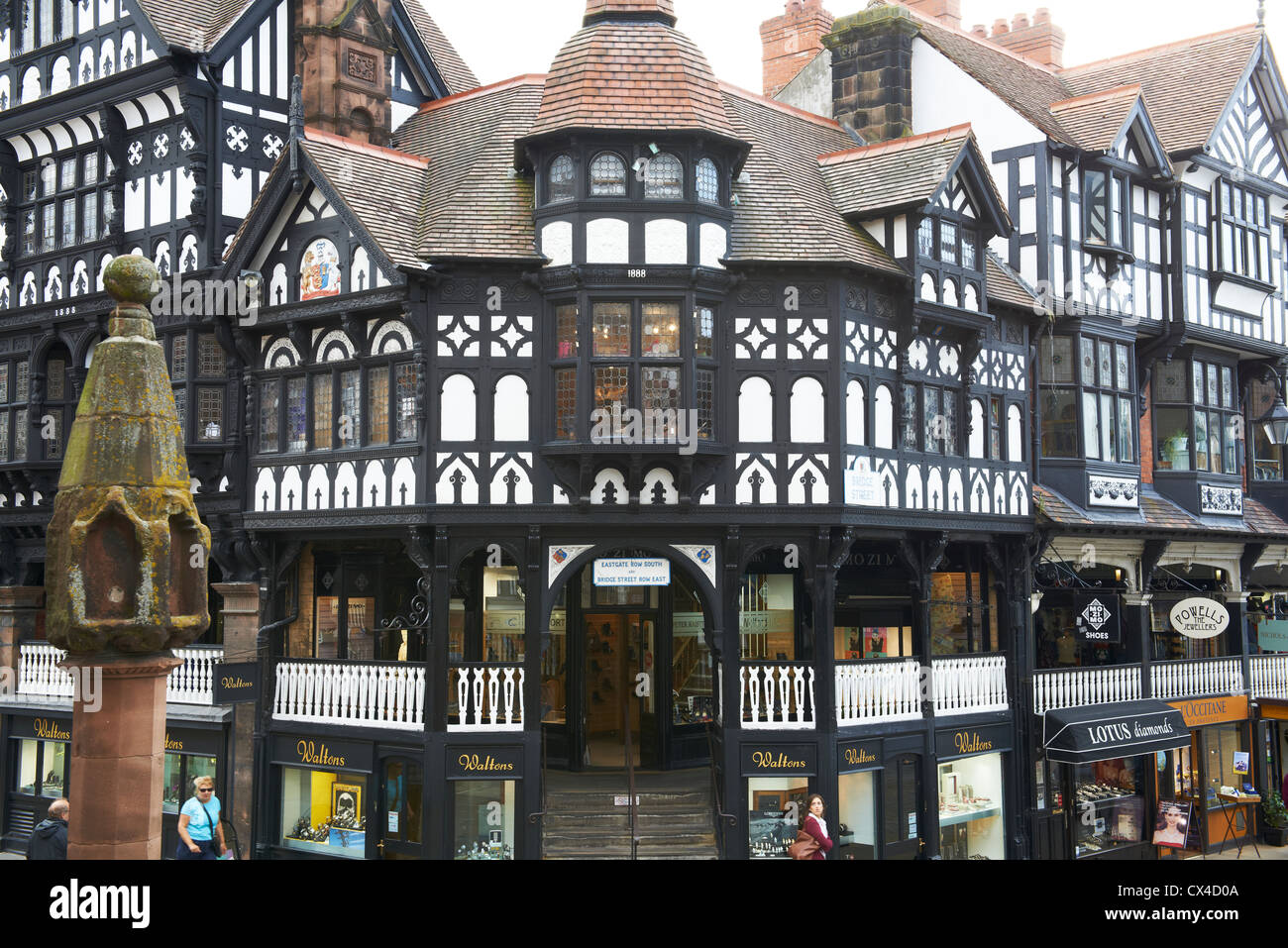Entrance to Eastgate Row and Bridge Street Row with the cross in the ...