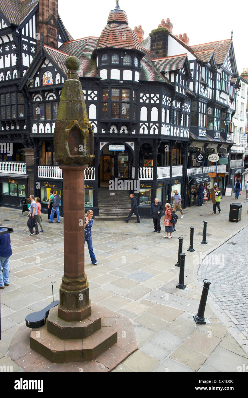 Entrance to Eastgate Row and Bridge Street Row with the cross in the ...