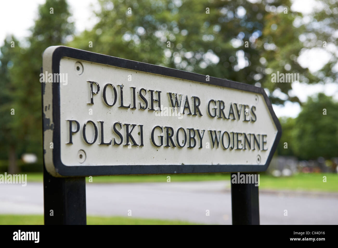 Polish war grave sign Blacon Crematorium Chester Cheshire UK Stock ...