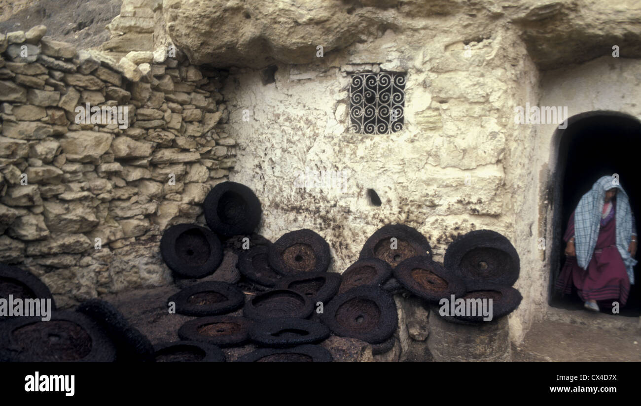 Woven palm frond mats used for pressing olives to extract the oil ...