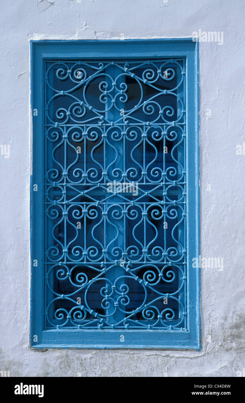 Wrought-iron window in Sidi Bou Said Tunisia Stock Photo - Alamy