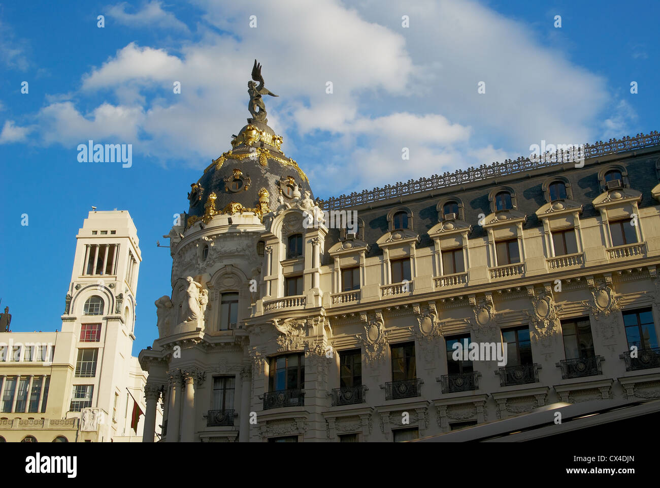 Historic buildings with lace fronts of city Madrid Stock Photo - Alamy