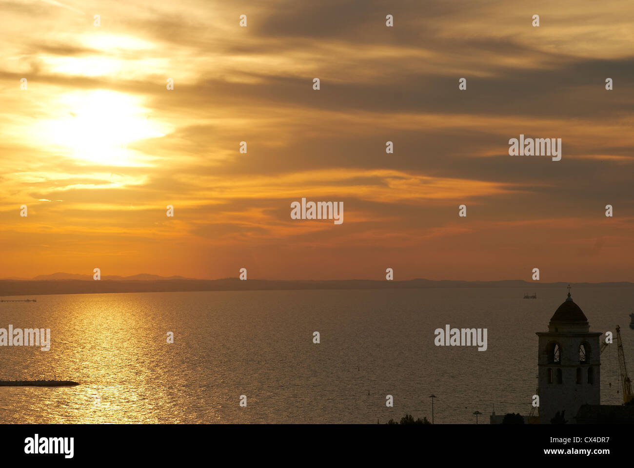 Evening sunset sky With red gold Lighted Clouds Stock Photo - Alamy