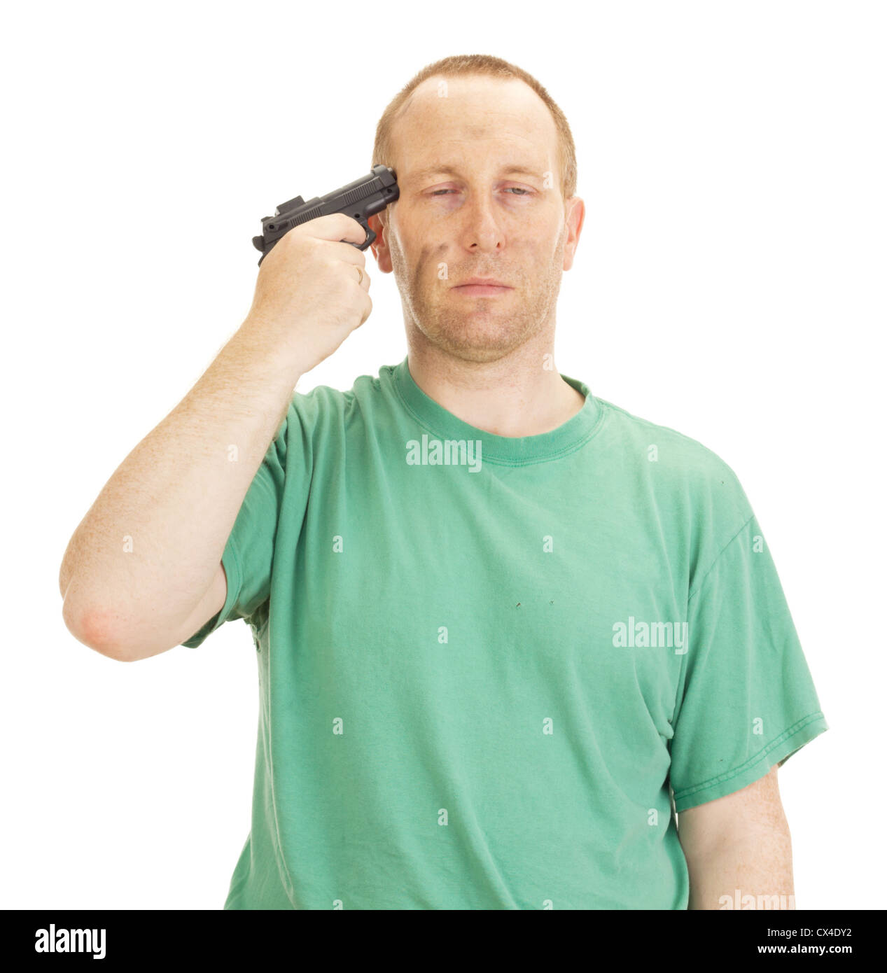Depressive man with a gun Stock Photo - Alamy