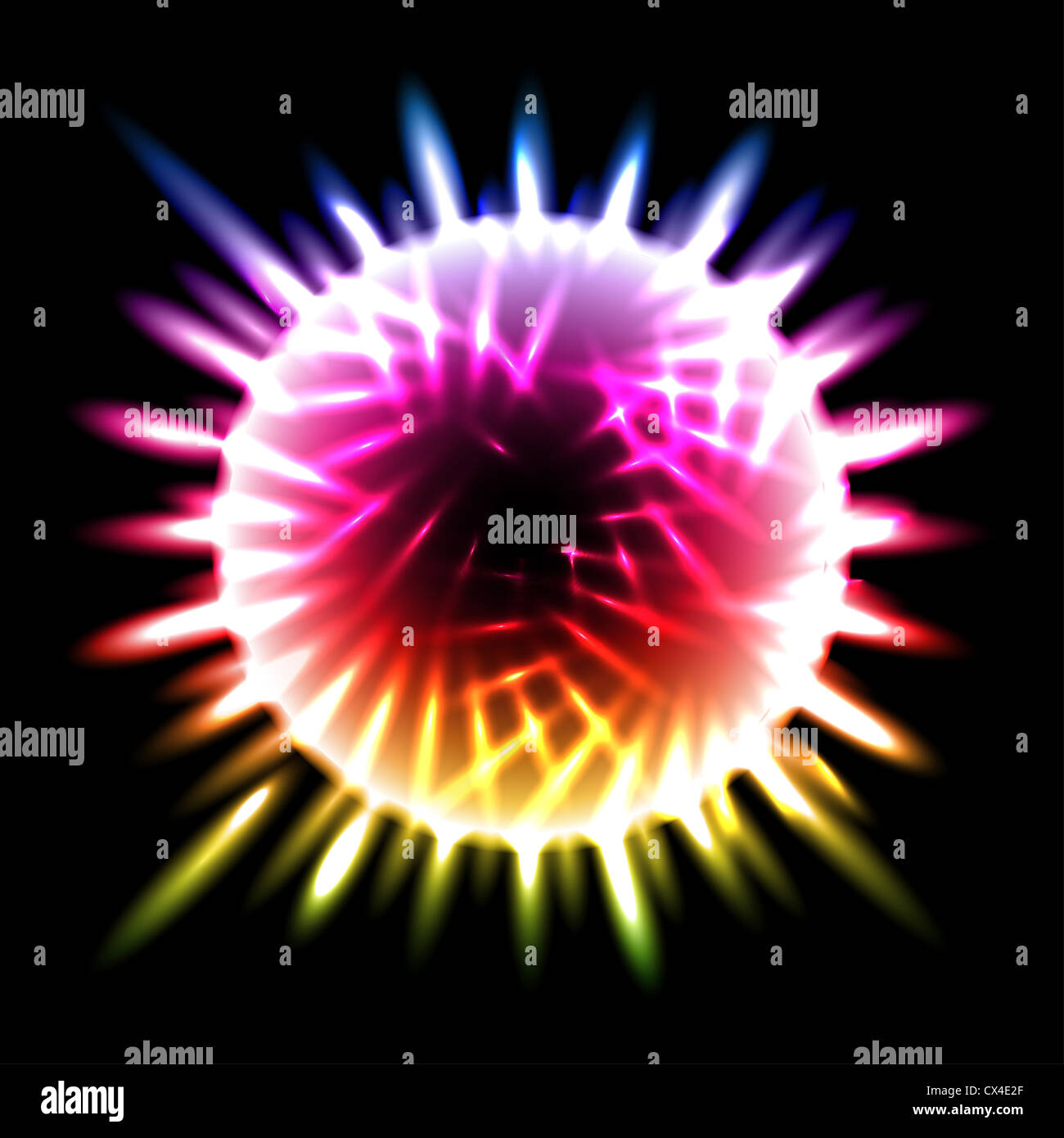 glowing shape with colorful rays Stock Photo - Alamy