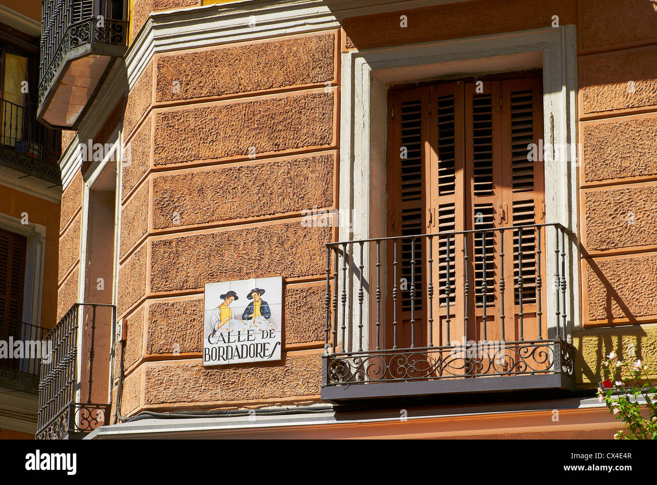 Historic buildings with lace fronts of city Madrid Stock Photo - Alamy