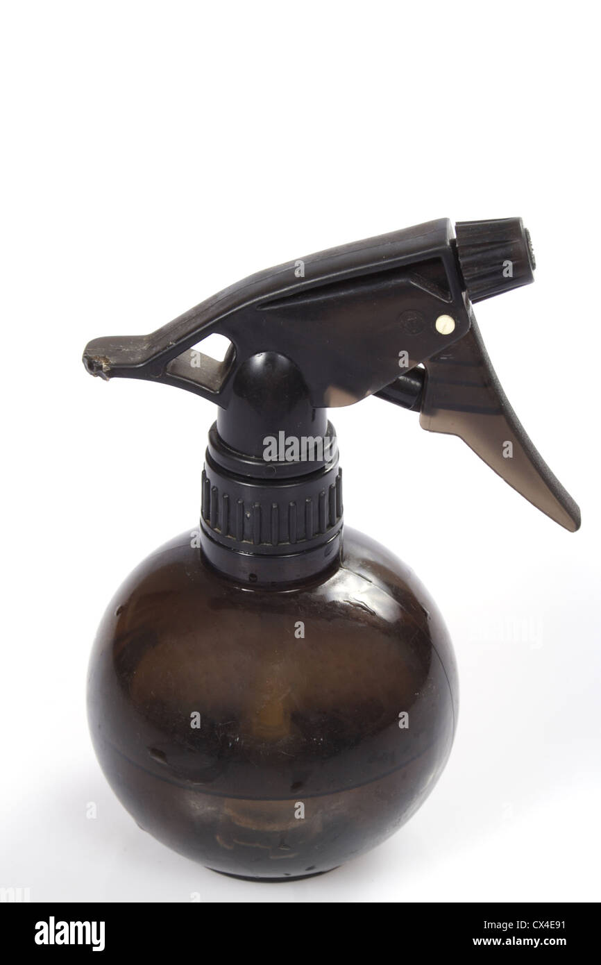 Black spray bottle, photo on the white background Stock Photo - Alamy
