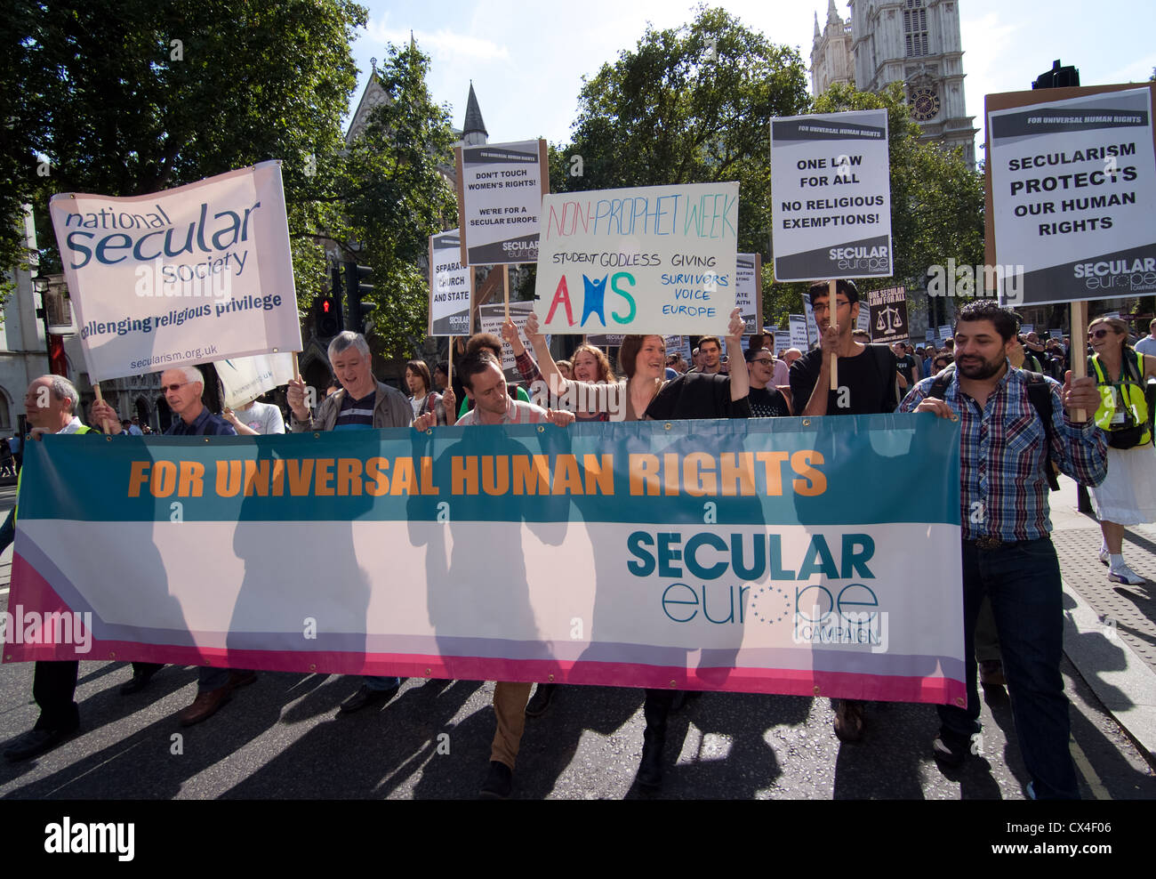 supporters of Secular Europe Campaign protest through the street s of ...