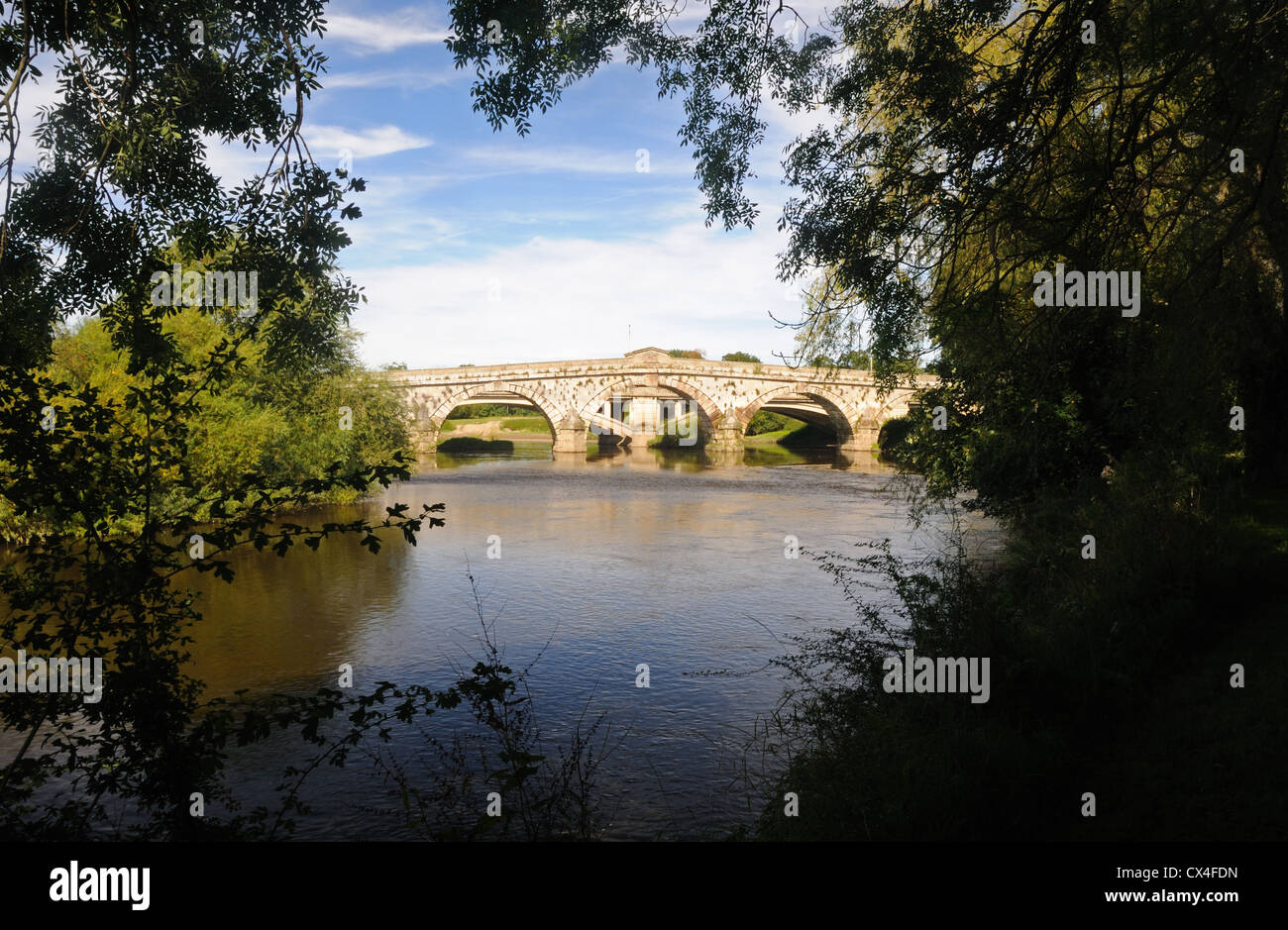 The bridges over the River Severn at Atcham, Shropshire, England Stock ...