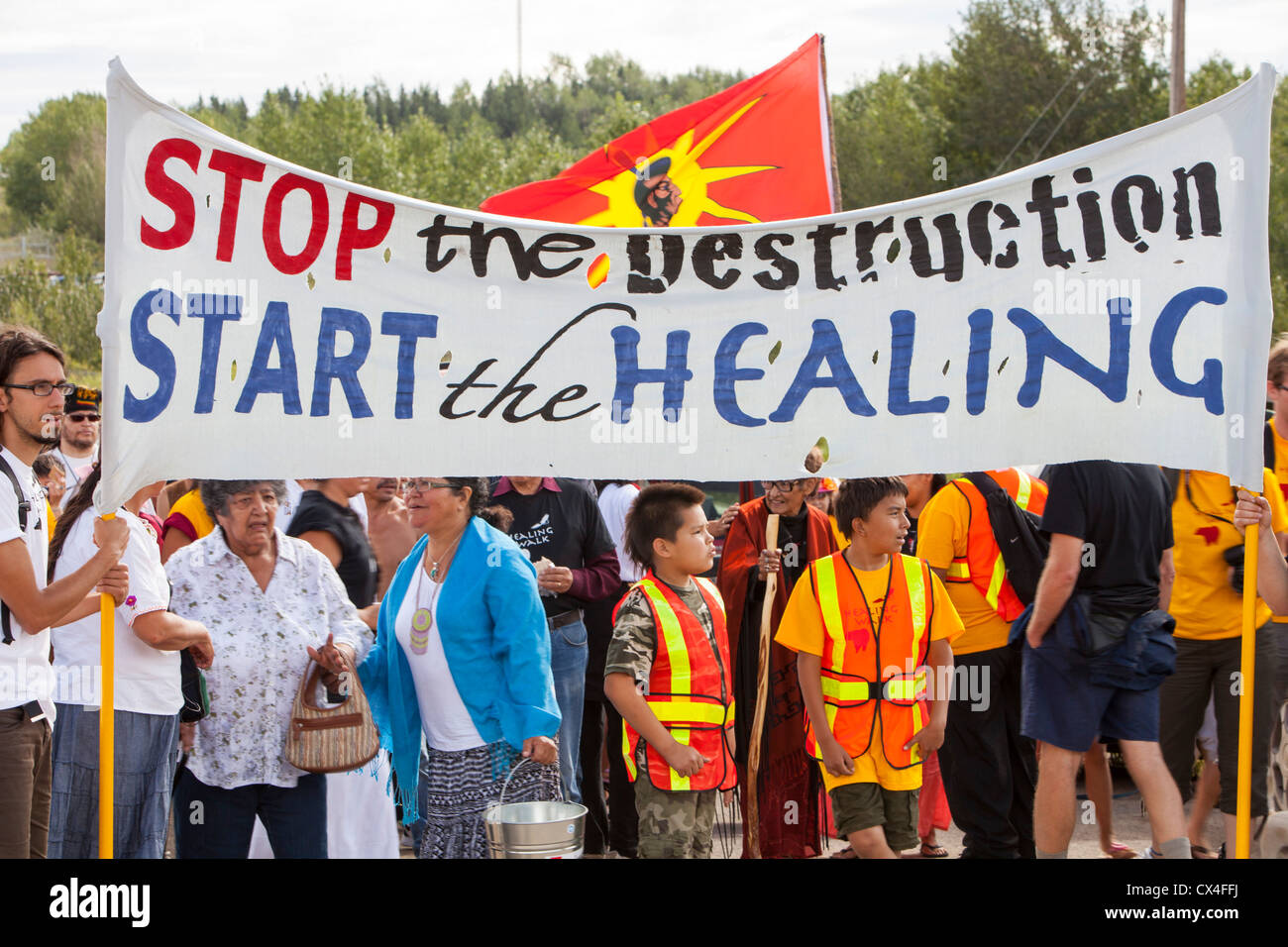 First Nation Canadians protest against the destruction and pollution of ...