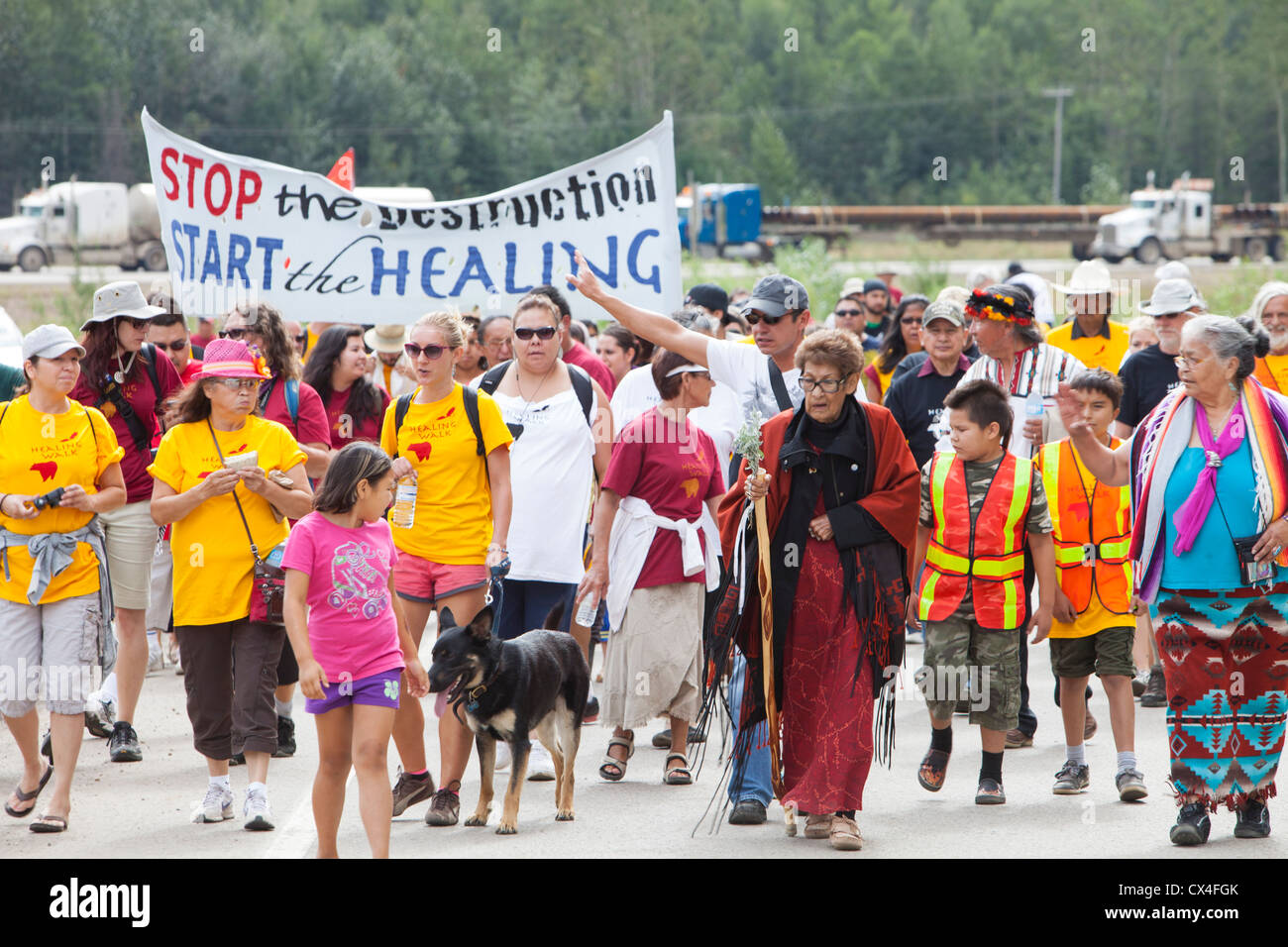First Nation Canadians protest against the destruction and pollution of ...