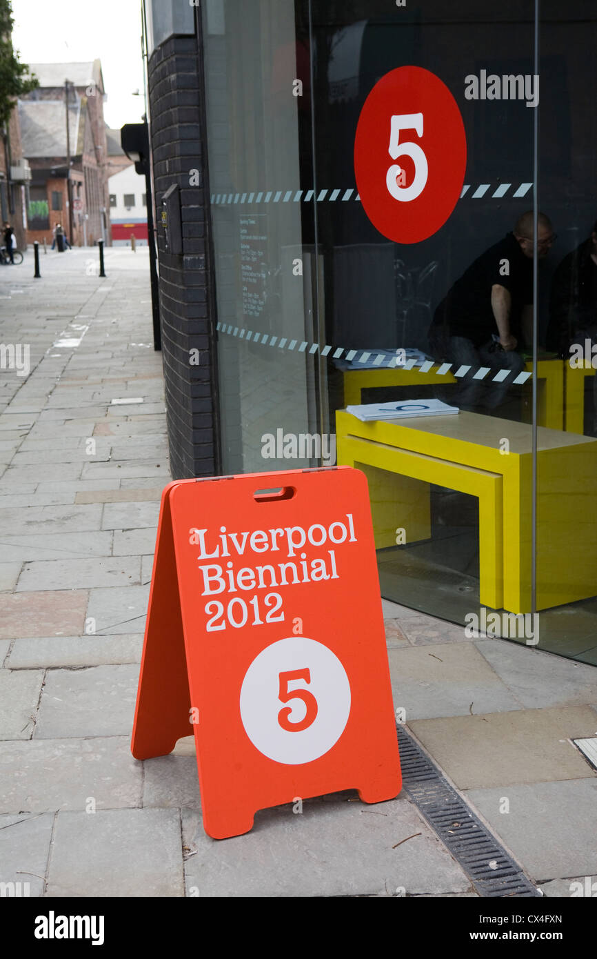 Liverpool Biennial 2012 advertisements and signs showing exhibits Stock ...