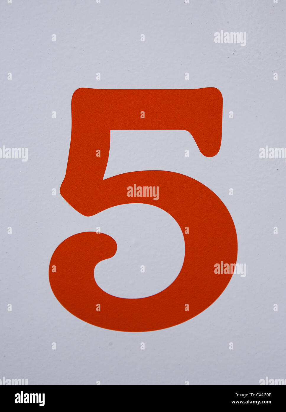 Number 5 five red on white background Stock Photo - Alamy