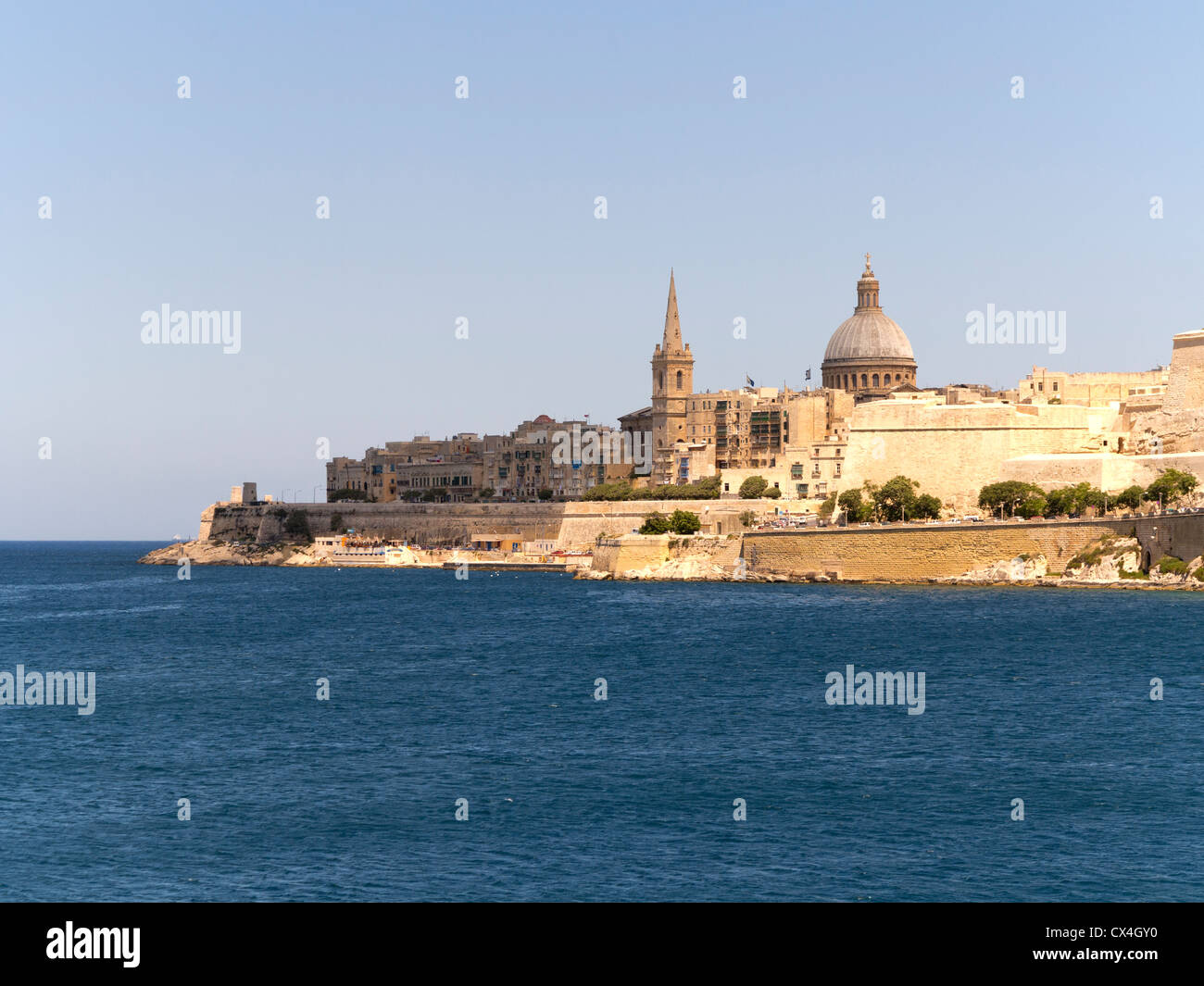 View of the Grand Harbour from Upper Barracca Gardens, Valletta, Island ...
