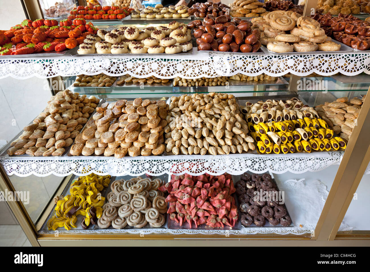 Moroccan cookies at the bakery in Marrakesh, Morocco, April 2012 Stock ...
