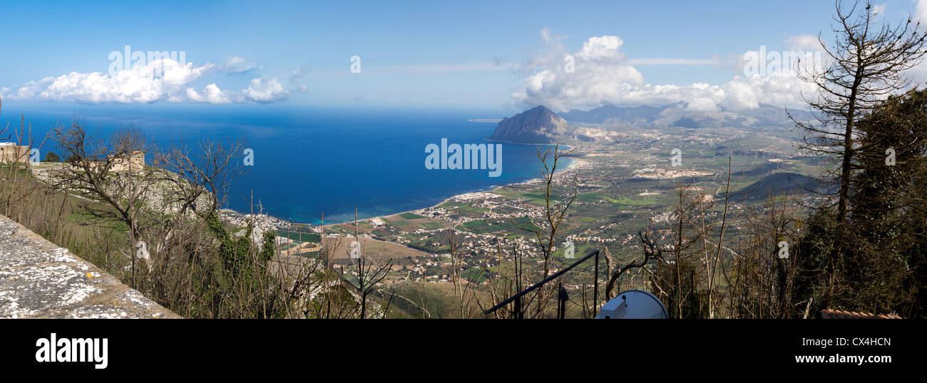 Gulf of Bonagia (mount Cofanor) view from Erice, Sicily Stock Photo - Alamy