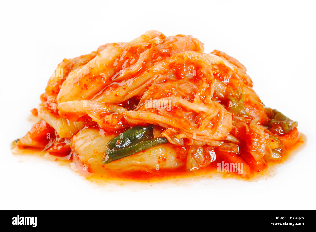 Kimchi on white background Stock Photo - Alamy