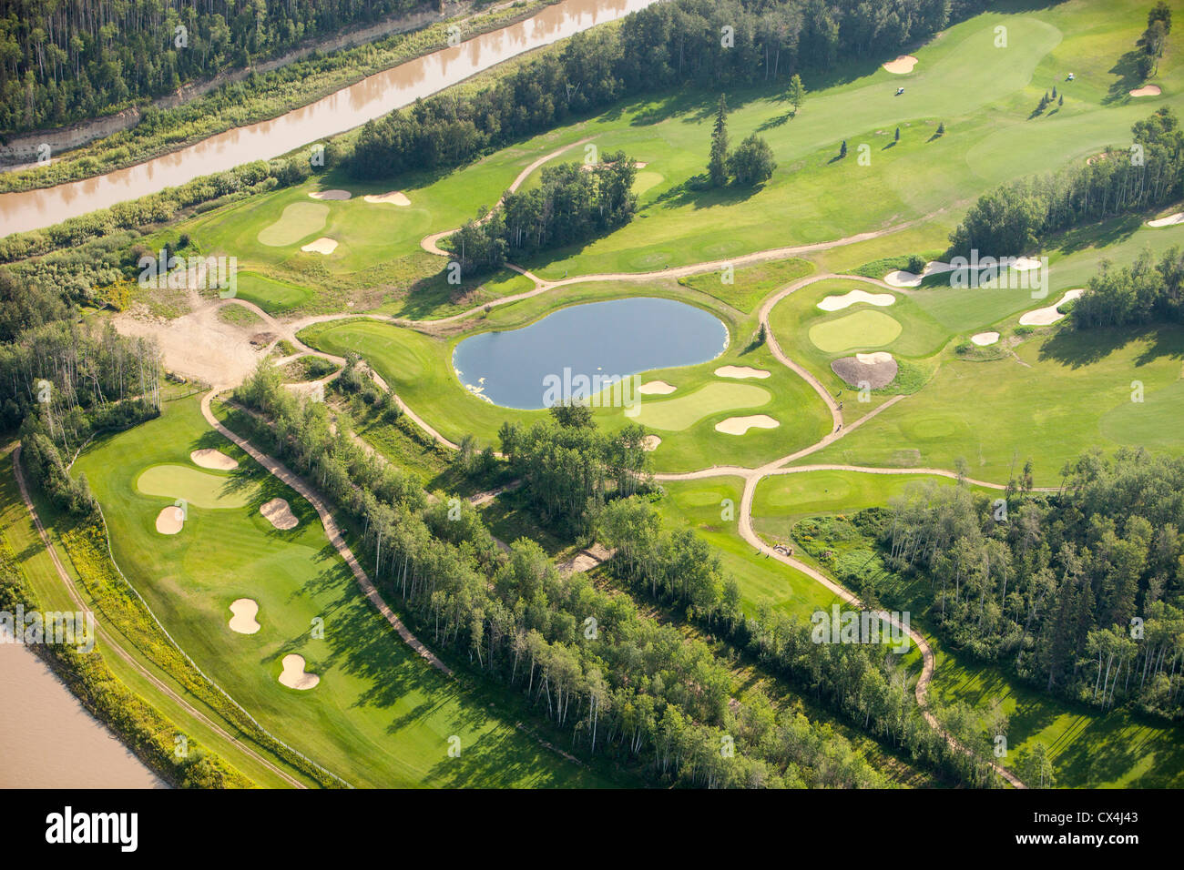 Fort McMurray golf course from the air. Fort McMurray is the centre of ...