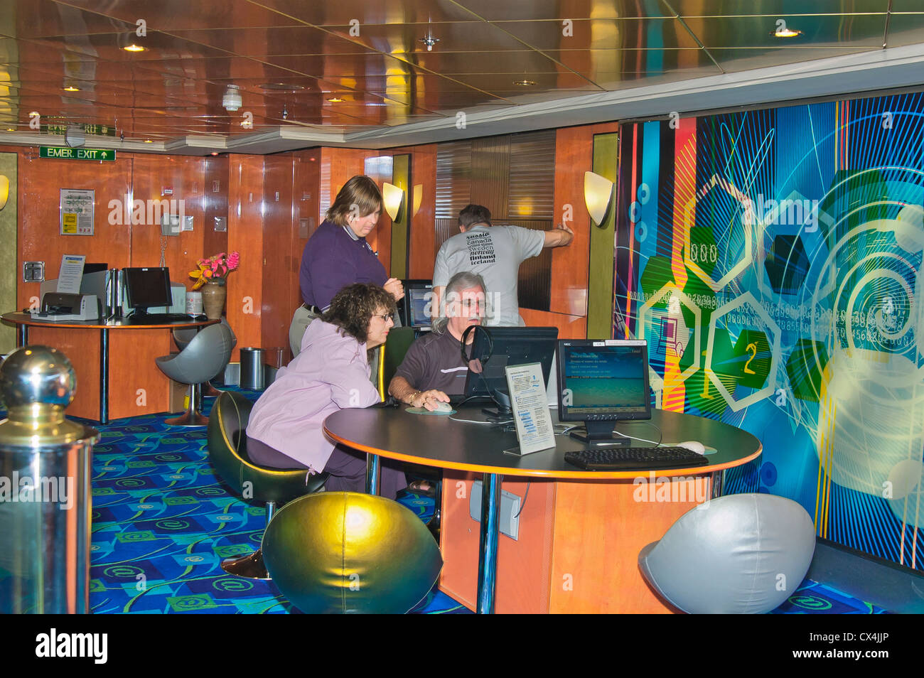 Internet cafe, Cruise Ship Stock Photo - Alamy
