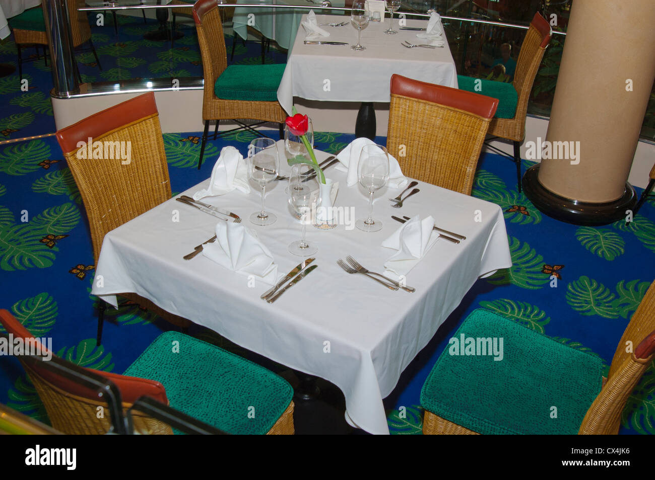 Restaurant table serving up, Cruise Ship Stock Photo - Alamy