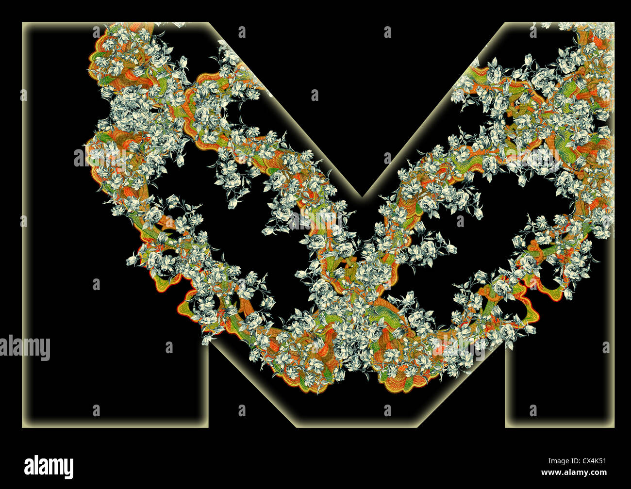 Vintage initials letter M in the style of Art Deco, after a old ...